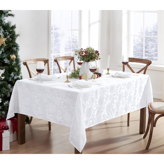 XUERUI-Christmas Carol Holiday Noel Damask Fabric Tablecloth, 60 x 84 ...