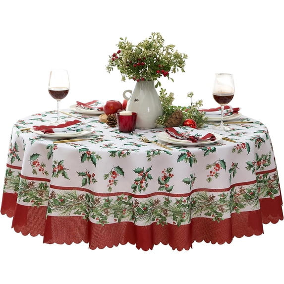 XUERUI-Christmas Nature‘s Poinsettia Scalloped Fabric Holiday Napkins ...