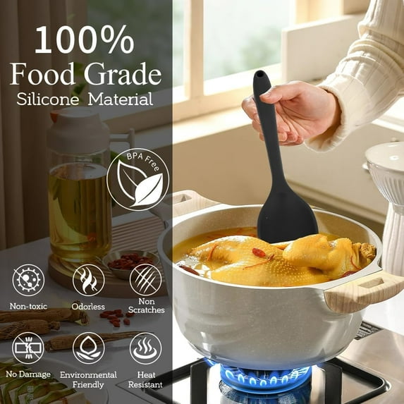 XUERUI-Cooking Spoon 2Pcs 10.8'' Large Serving Spoons Black Heat ...