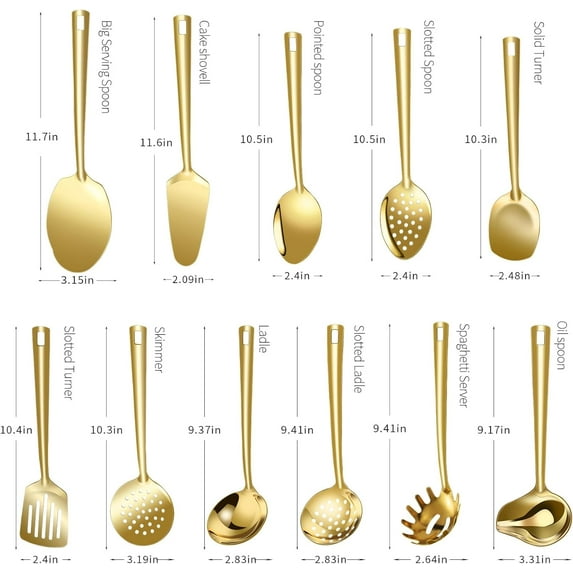 XUERUI-Cooking Utensil Set 11 Pcs Stainless Steel Kitchen Utensils Set ...