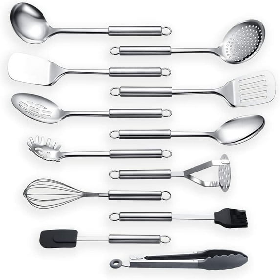 XUERUI-Cooking Utensil Set 12 Piece Stainless Steel Kitchen Tool Set ...