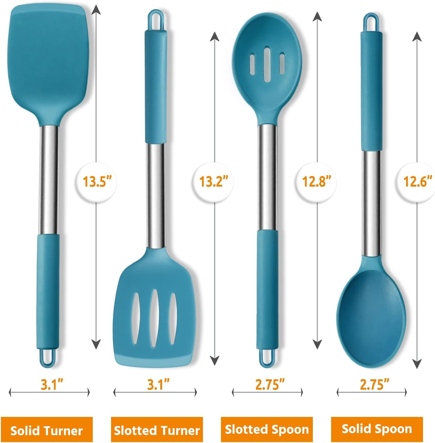 XUERUI-Cooking Utensils Set of 4, Silicone Kitchen Utensils for Non ...