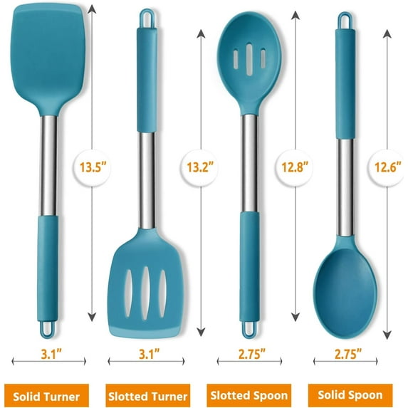 XUERUI-Cooking Utensils Set of 4, Silicone Kitchen Utensils for Non ...