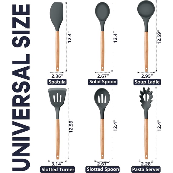 XUERUI-Cooking Utensils Set, 6 PCS Kitchen Utensils with Wooden Handle ...