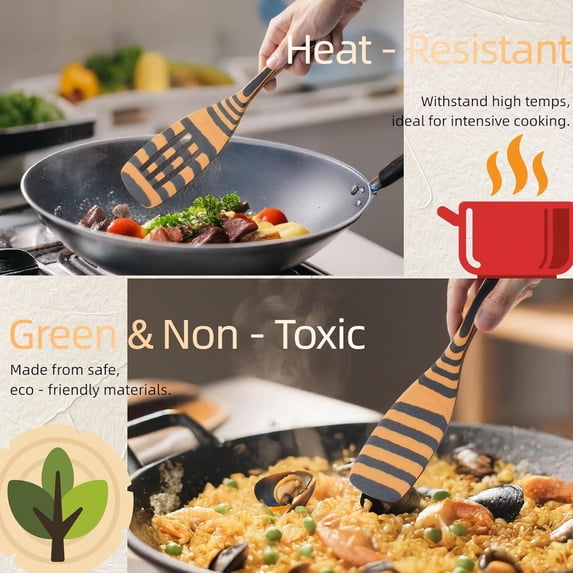 XUERUI-Dishwasher Safe Spurtle Set | Wooden Spatula for Cooking ...