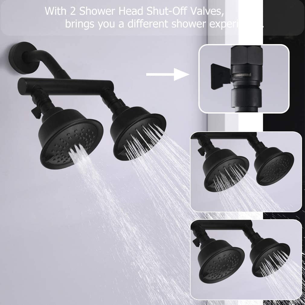 XUERUI-Double Shower Head with Shower Shut-Off Valves,2 Shower Head for ...