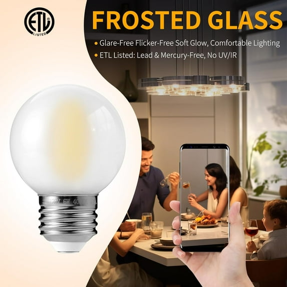 XUERUI-E26 G16 LED Globe Light Bulbs, Small Golf Ball Size Round Bulb ...