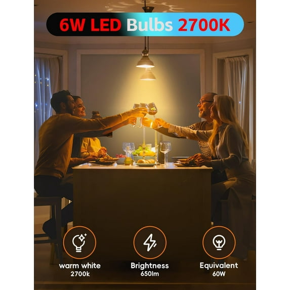 XUERUI-Edison Bulbs 6W E26 LED Bulb 60 Watt Equivalent, Vintage LED ...