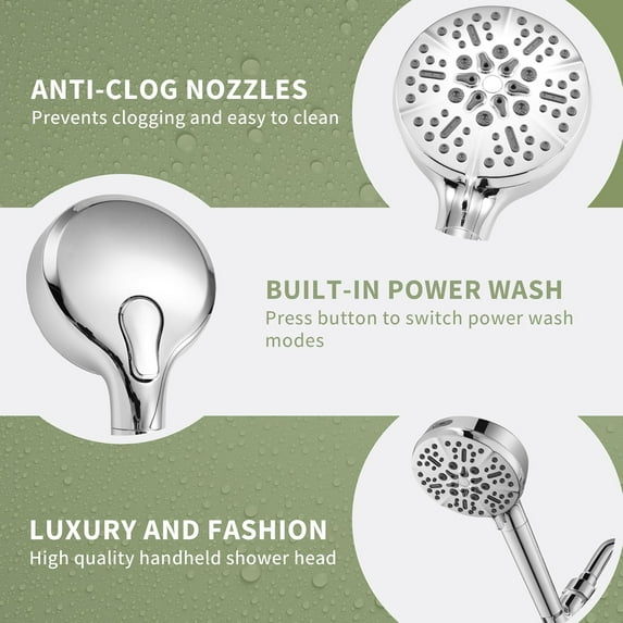 XUERUI-Filtered Shower Head with Handheld Chrome, 6 Modes Shower Head ...