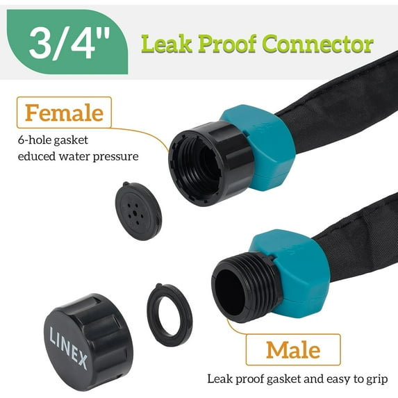 XUERUI-Flat Soaker Hose 50 ft with Stake for Garden Beds Drip Sprinkler ...