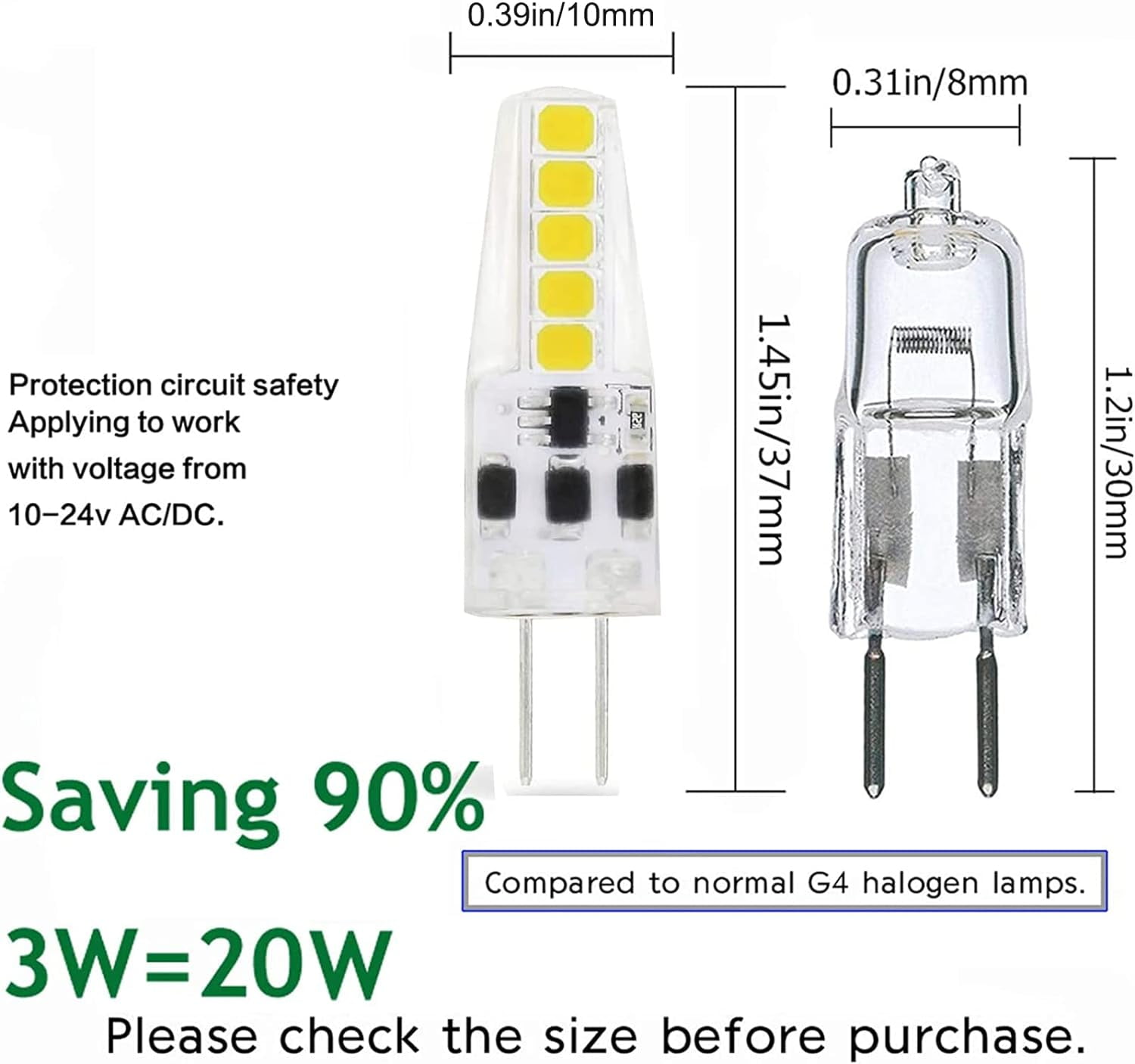 XUERUI-G4 LED Bulb 10 Pack Bi-Pin Base AC 12V 24V G4 LED Bulb 2W 20W ...