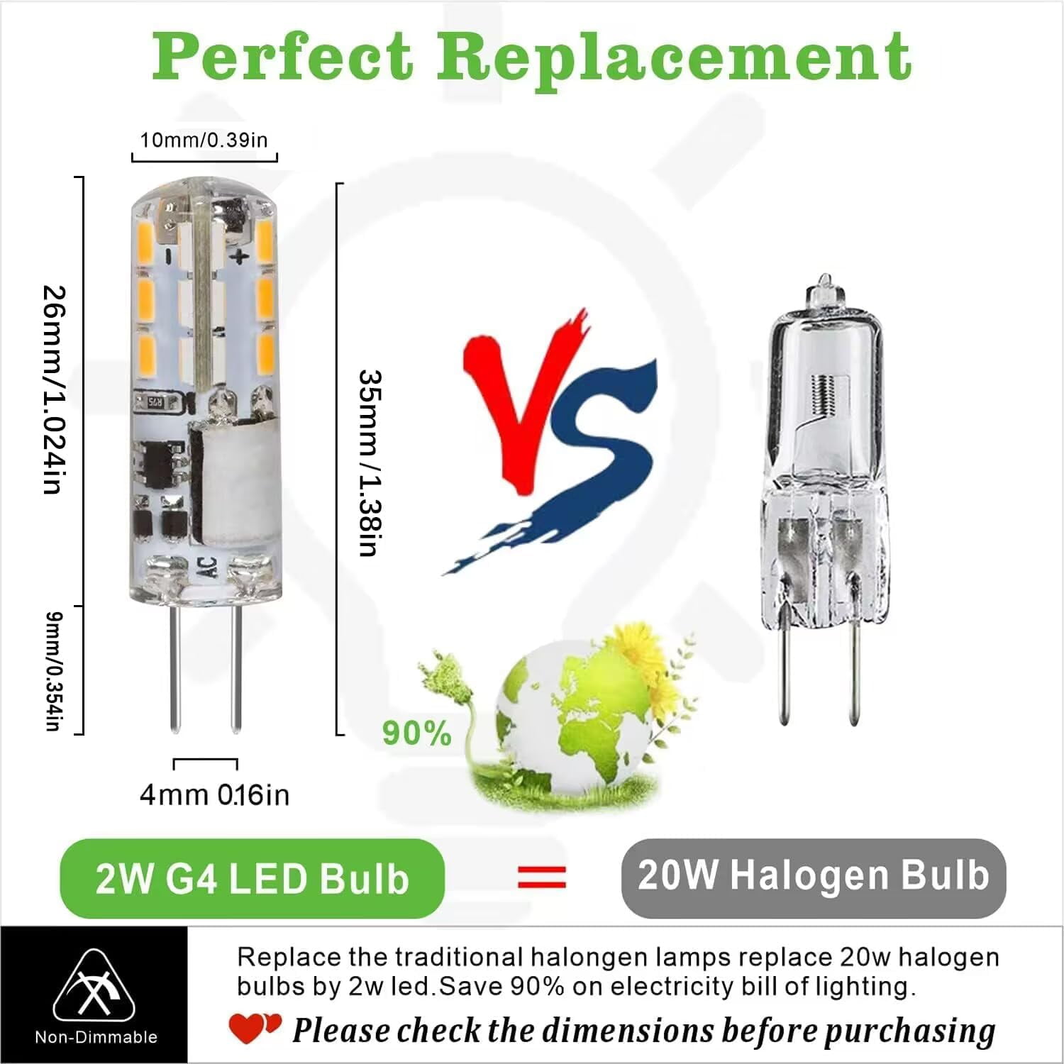 XUERUI-G4 LED Bulb 12V (AC/DC) 2W - Warm White 2700K, Non-dimmable, Bi ...