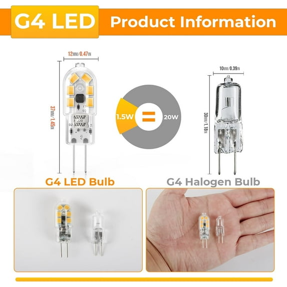 XUERUI-G4 LED Bulb, AC/DC 12V JC G4 Bi Pin Bulb, G4 20W Halogen Bulb ...