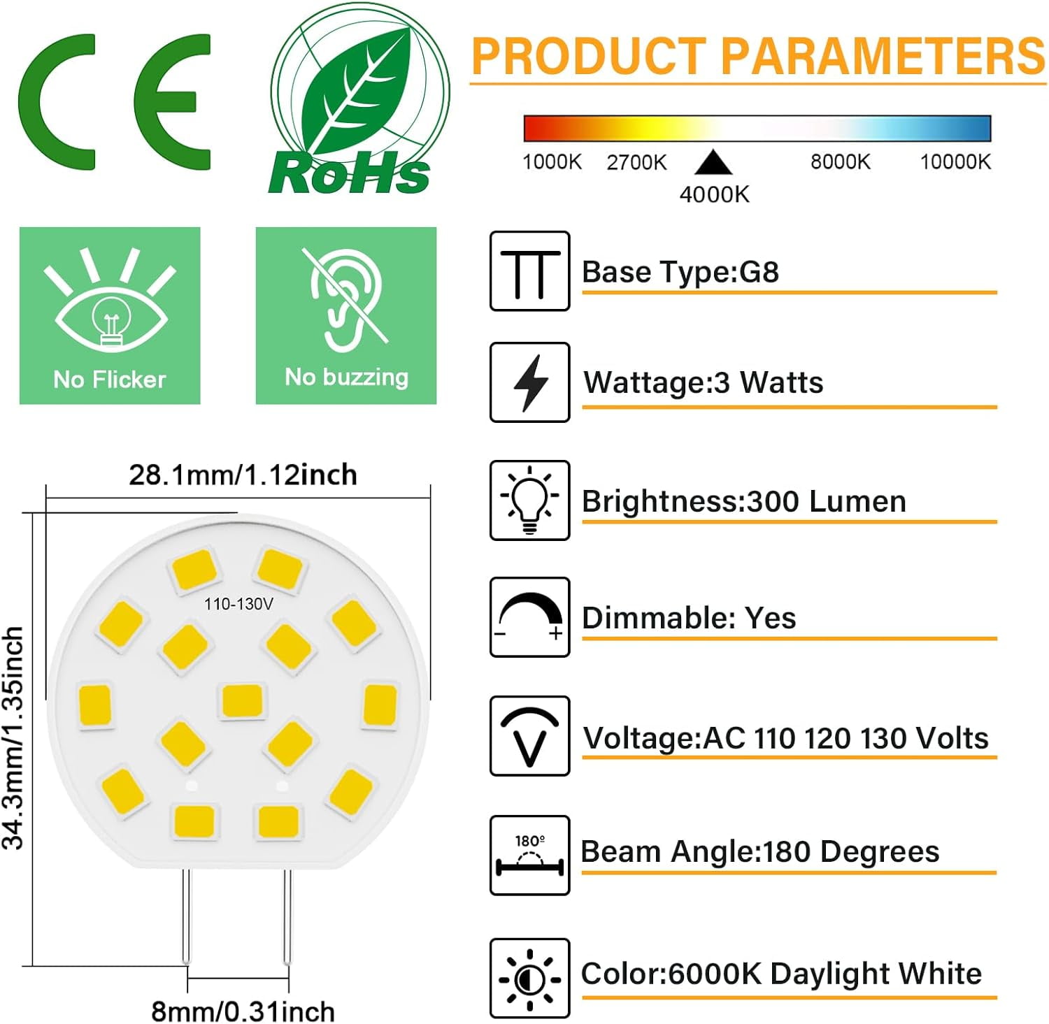 XUERUI-G8 LED 3W Mini Disc Puck Light Bulbs, 120V 20W 25W T4 JCD Type ...