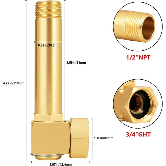 XUERUI-Garden Hose Reel Replacement Fitting,Brass 3/4"GHT Female to 1/2 ...