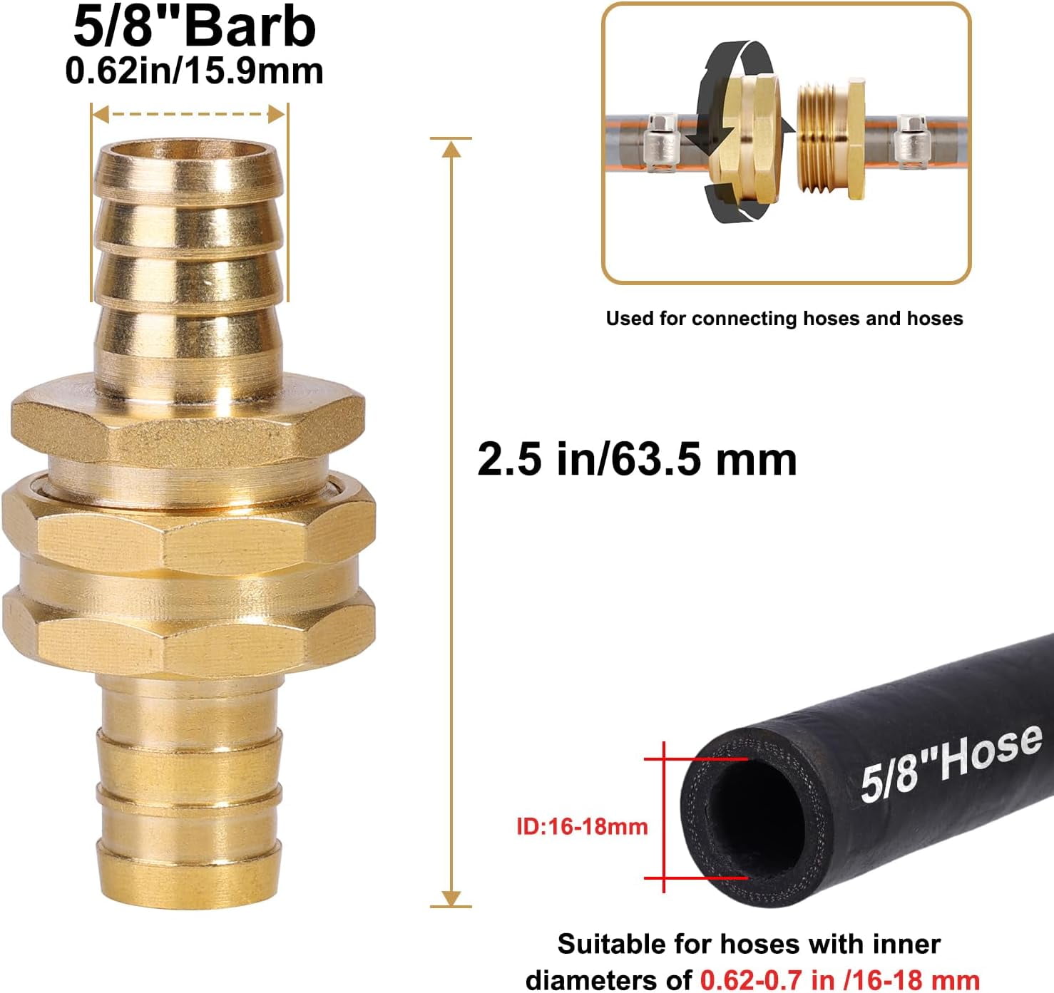 XUERUI-Garden Hose Repair Connector with Clamps Hose End Repair Kit,5/8 ...