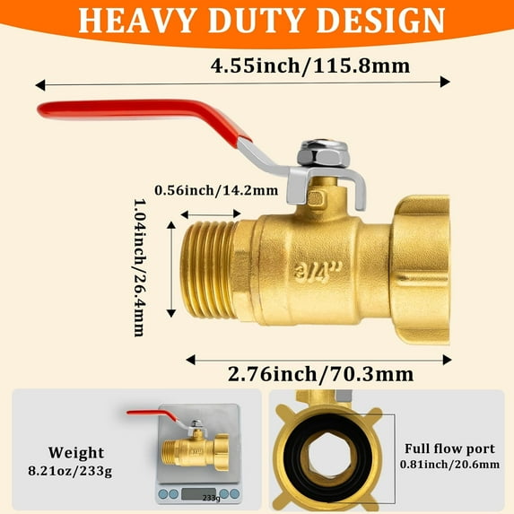 XUERUI-Garden Hose Shut Off Valve, Full Flow Water Hose Shut-Off Valve ...