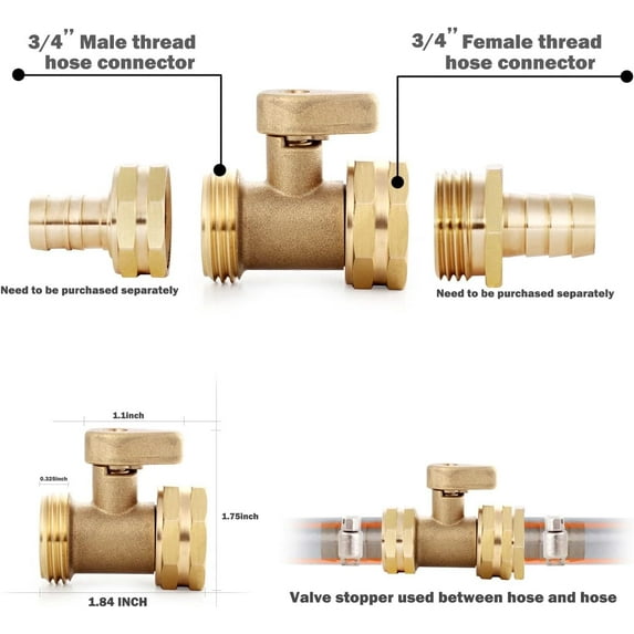 XUERUI-Garden hose shut off Valve- 3/4”Heavy Duty Brass Shut Off ball ...