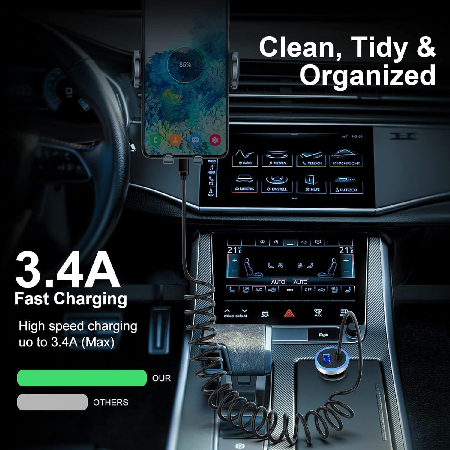 XUERUI-Google Pixel 10 Pro Car Charger Built-in 3FT USB C Cable for ...