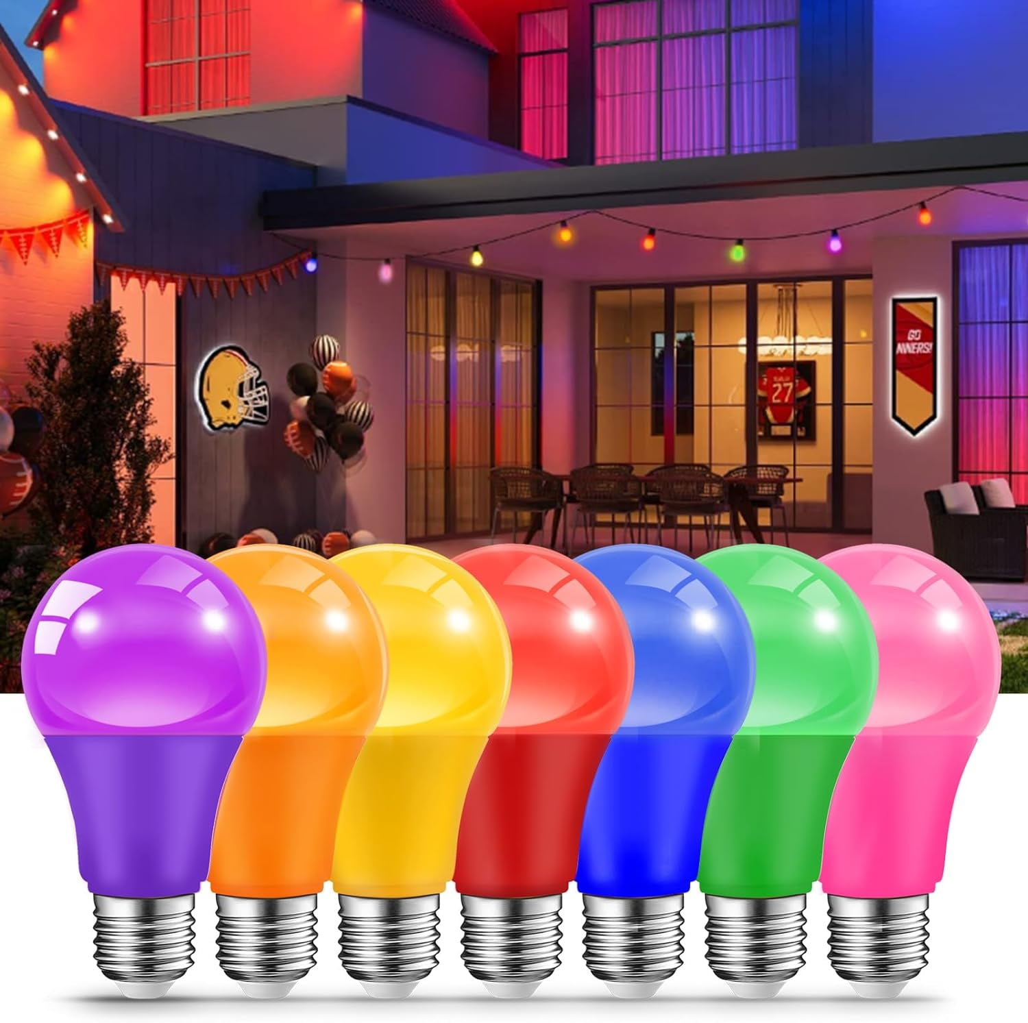 XUERUI-Green Light Bulbs for Outdoor Porch, 9W(60W Equivalent) E26 Base ...