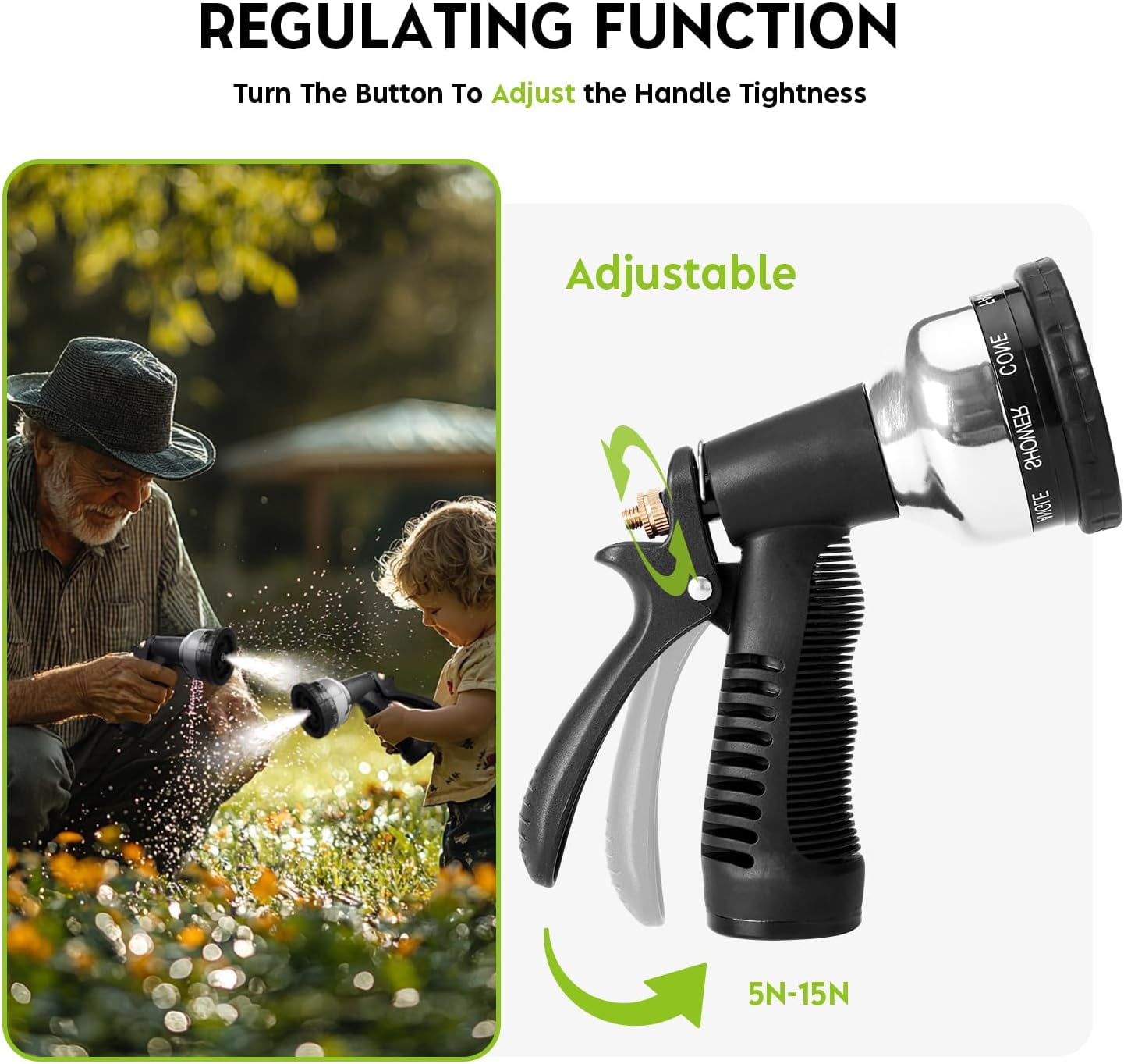 XUERUI-Heavy Duty Metal Water Spray Nozzle with 9 Adjustable Watering ...