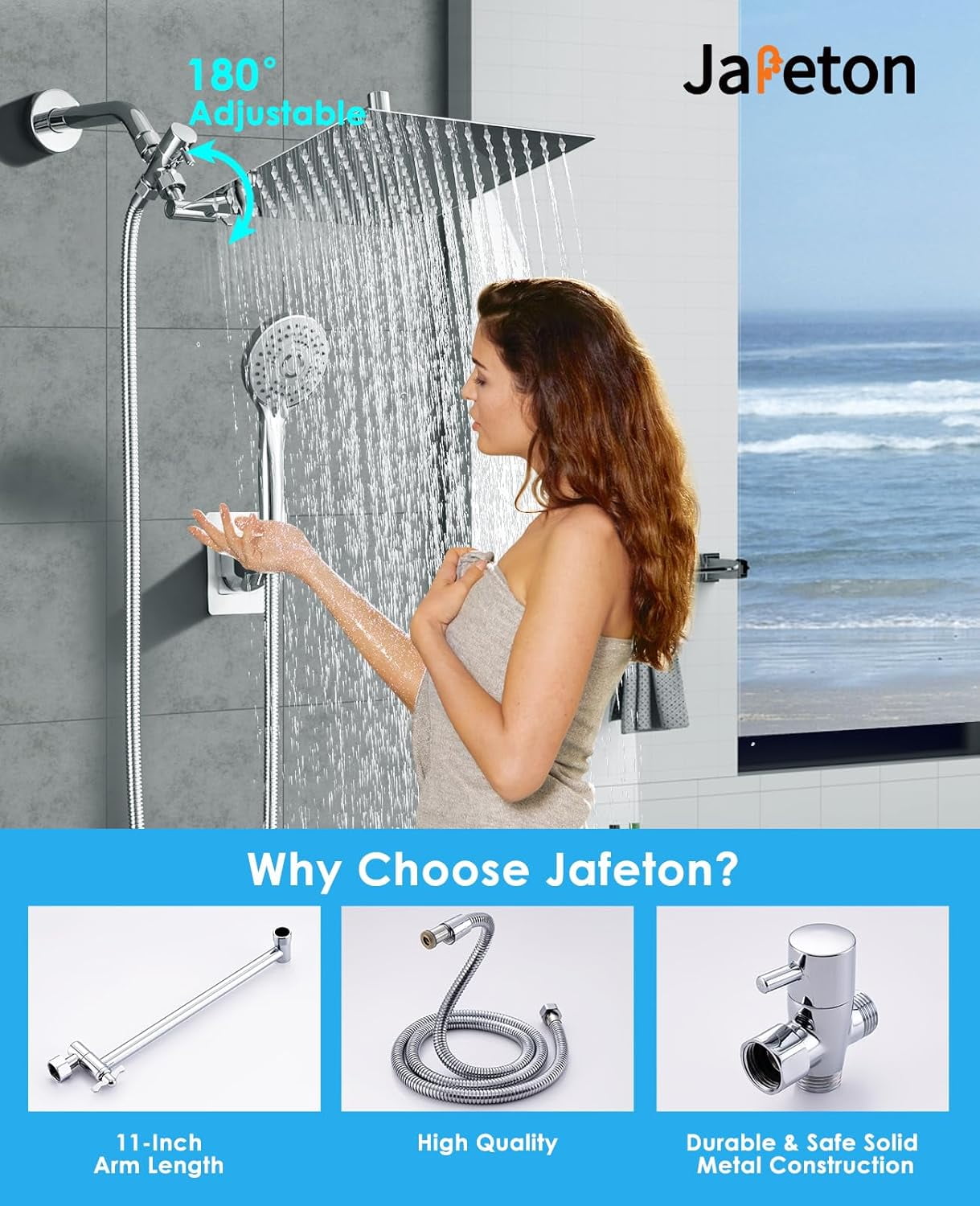 XUERUI-High Pressure Rainfall Shower Head with Handheld Spray Combo – 5 ...