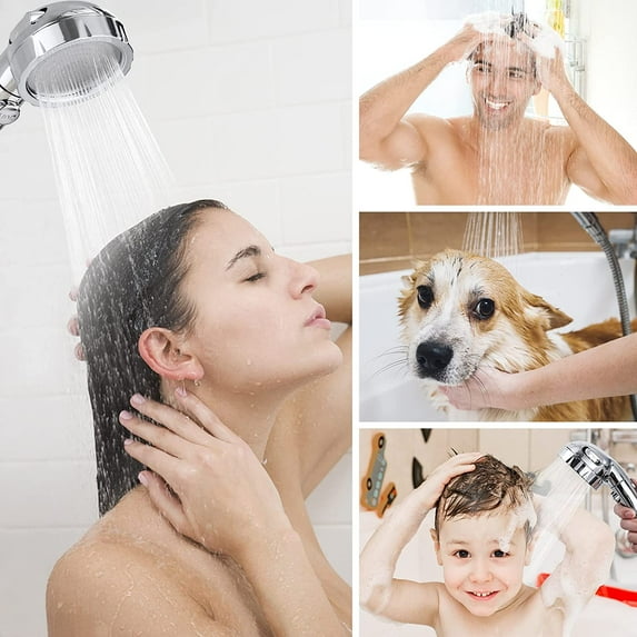 XUERUI-High Pressure Shower Head with Pause Button, 3 Spray Modes ...