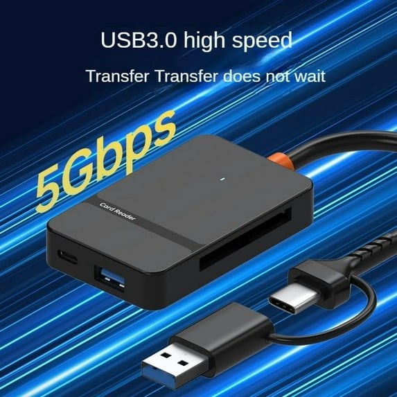 XUERUI-High-Speed 8-in-1 USB 3.0/USB-C OTG Card Reader - 104MB/s CF/SD ...
