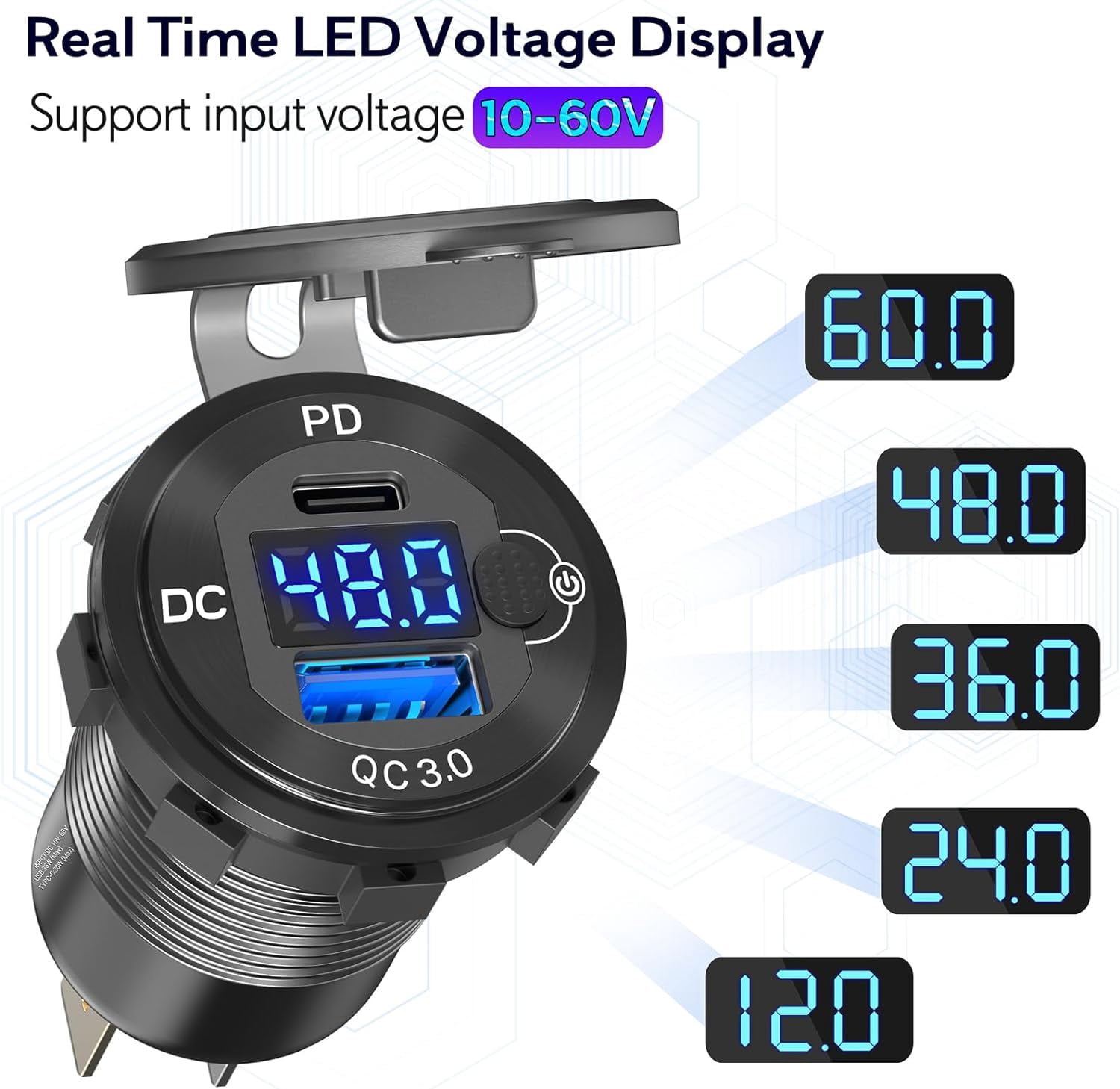 XUERUI-High Voltage USB Outlet 12V 24V 36V 48V 60V Aluminum Car Charger ...