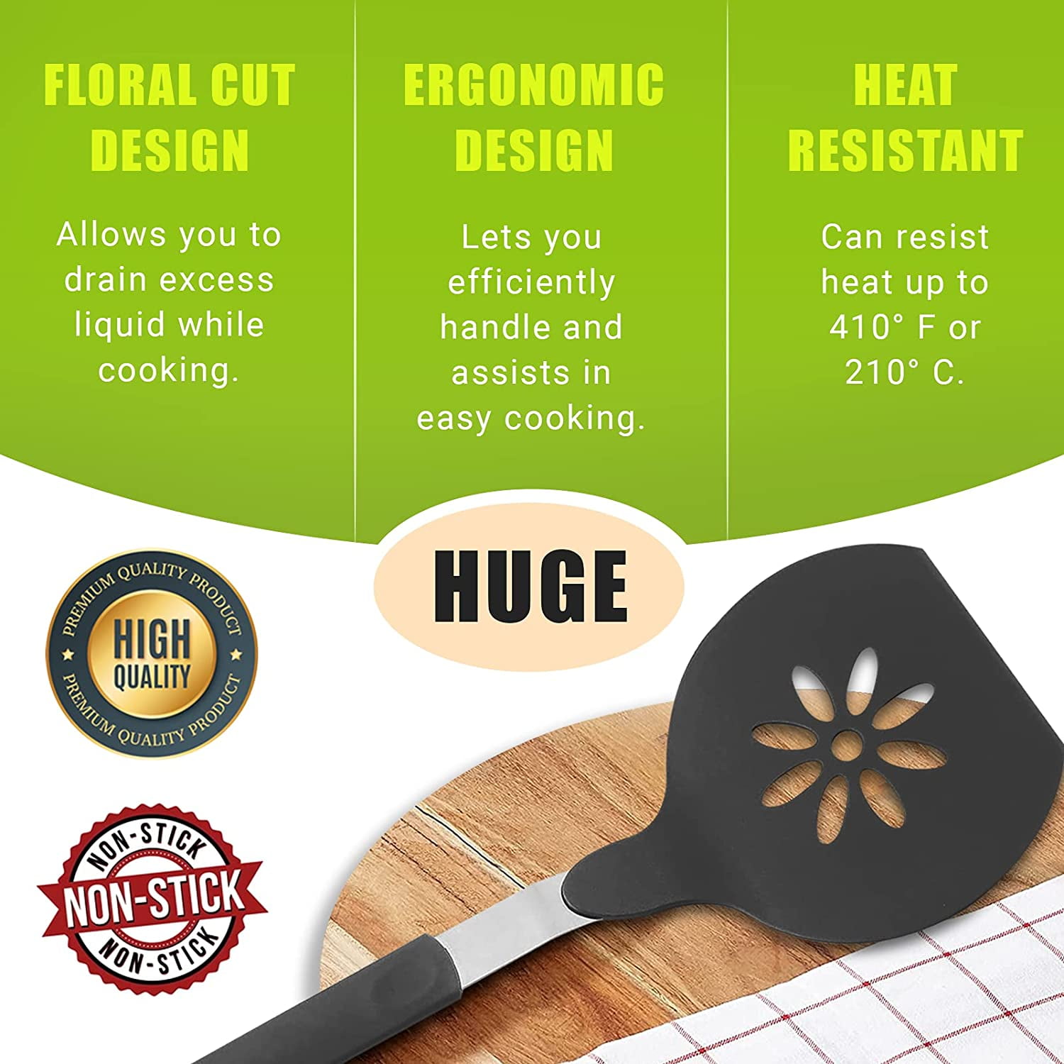 XUERUI-Homi Styles Jumbo Nylon Spatula, Non-Stick, and Dishwasher Safe ...
