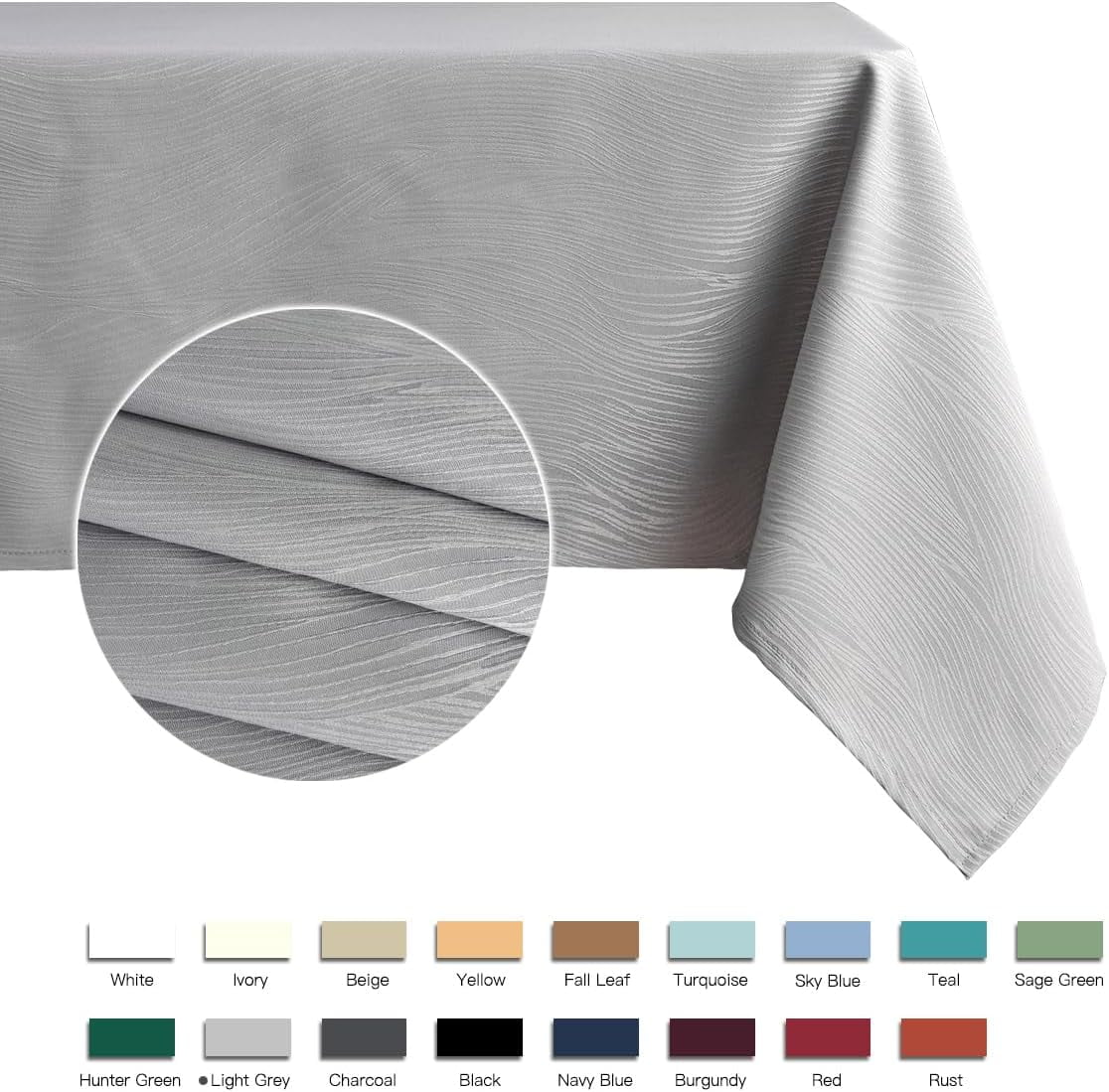XUERUI-Jacquard Round Table Cloth Swirl Pattern Waterproof Antiwrinkle ...