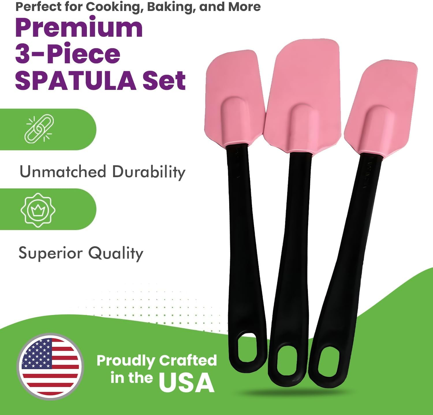 XUERUI-Kitchen 3 Piece Spatula Set - BPA Free Pink Spatula for Cooking ...