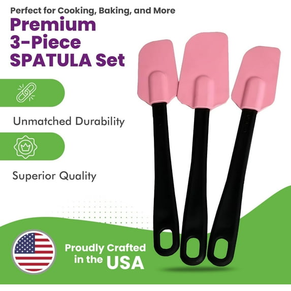 XUERUI-Kitchen 3 Piece Spatula Set - BPA Free Pink Spatula for Cooking ...