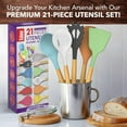 XUERUI-Kitchen Utensils Set, 21 Wood and Silicone Cooking Utensil Set ...
