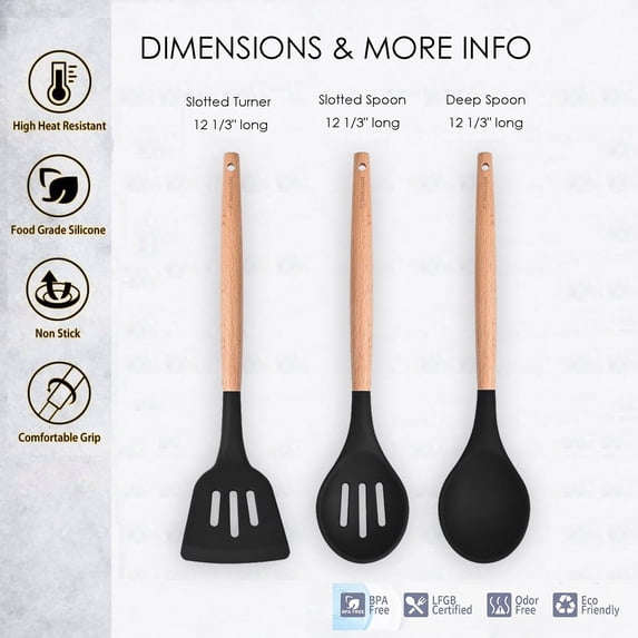 XUERUI-Kitchen Utensils. Set of 3, Silicone Cooking Utensils Set ...