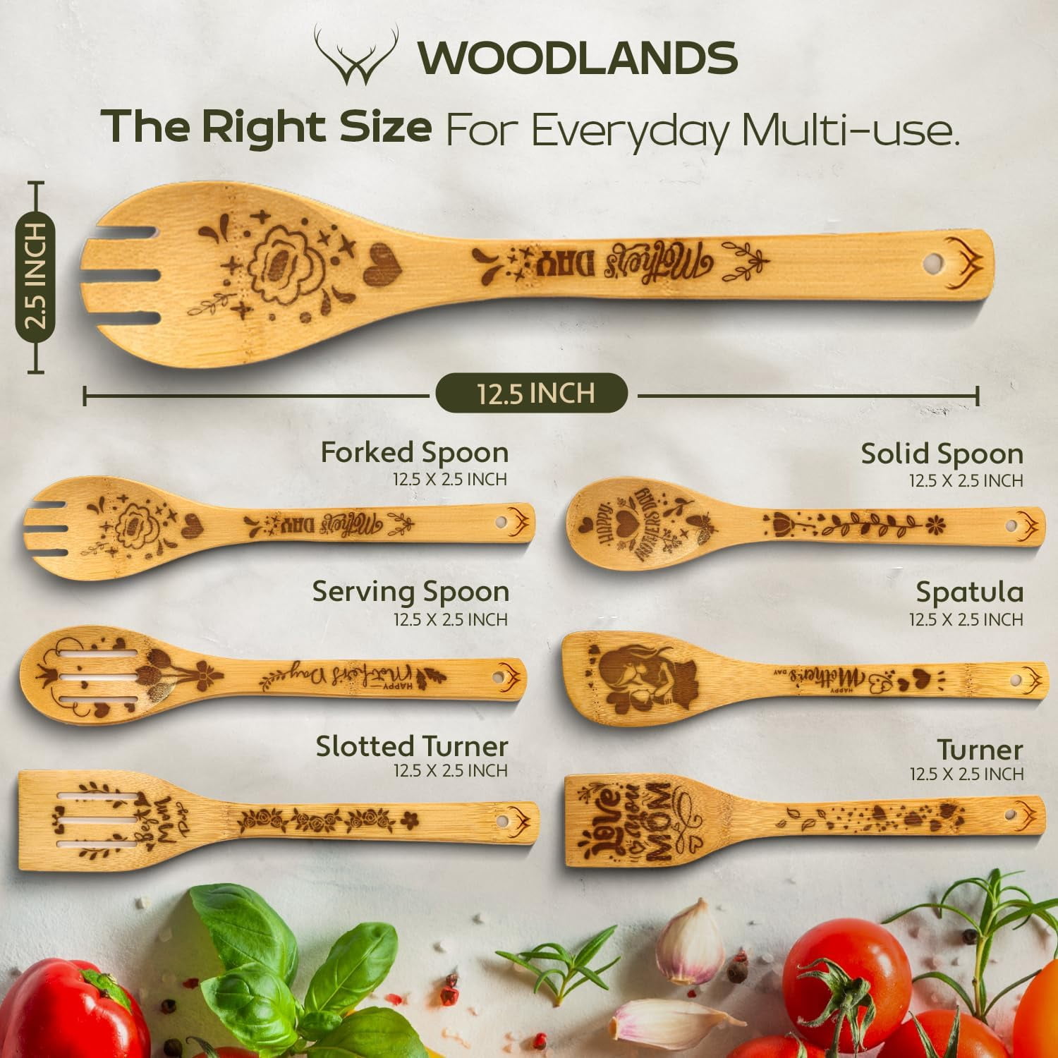 XUERUI-Kitchen gifts for Mom Wooden Spoons for Cooking 6-Piece Wooden ...