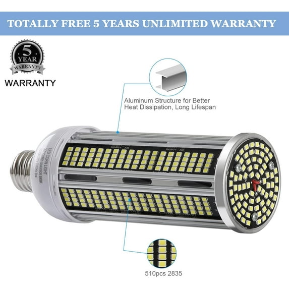 XUERUI-LED Corn Light Bulb 600W Equivalent 7000 Lumen 5000K Daylight ...