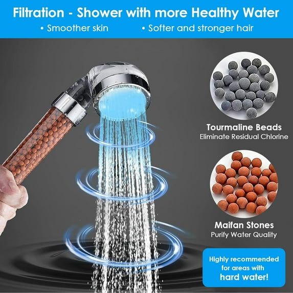 XUERUI-LED Handheld Shower Head Set with Filtration, Automatic 7-color ...