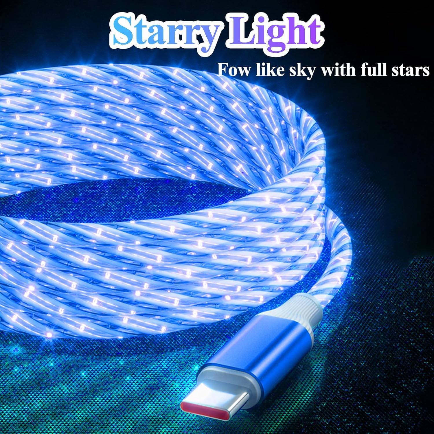 XUERUI-LED USB C Cable Starry Light USB A to Type C Fast Charging Cable ...