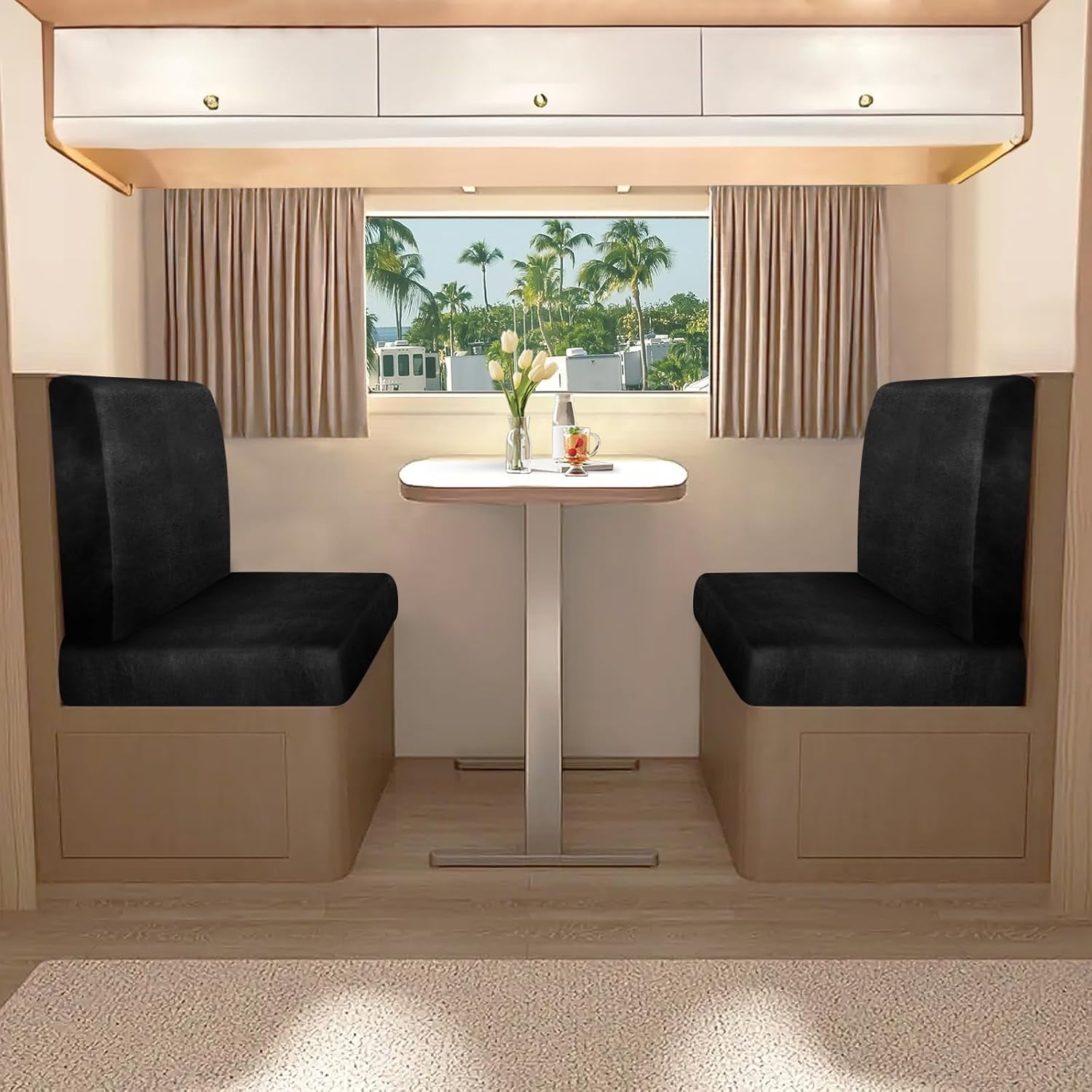 XUERUI-Leather Like RV Dinette Cushion Covers, RV Booth Seat Cover ...