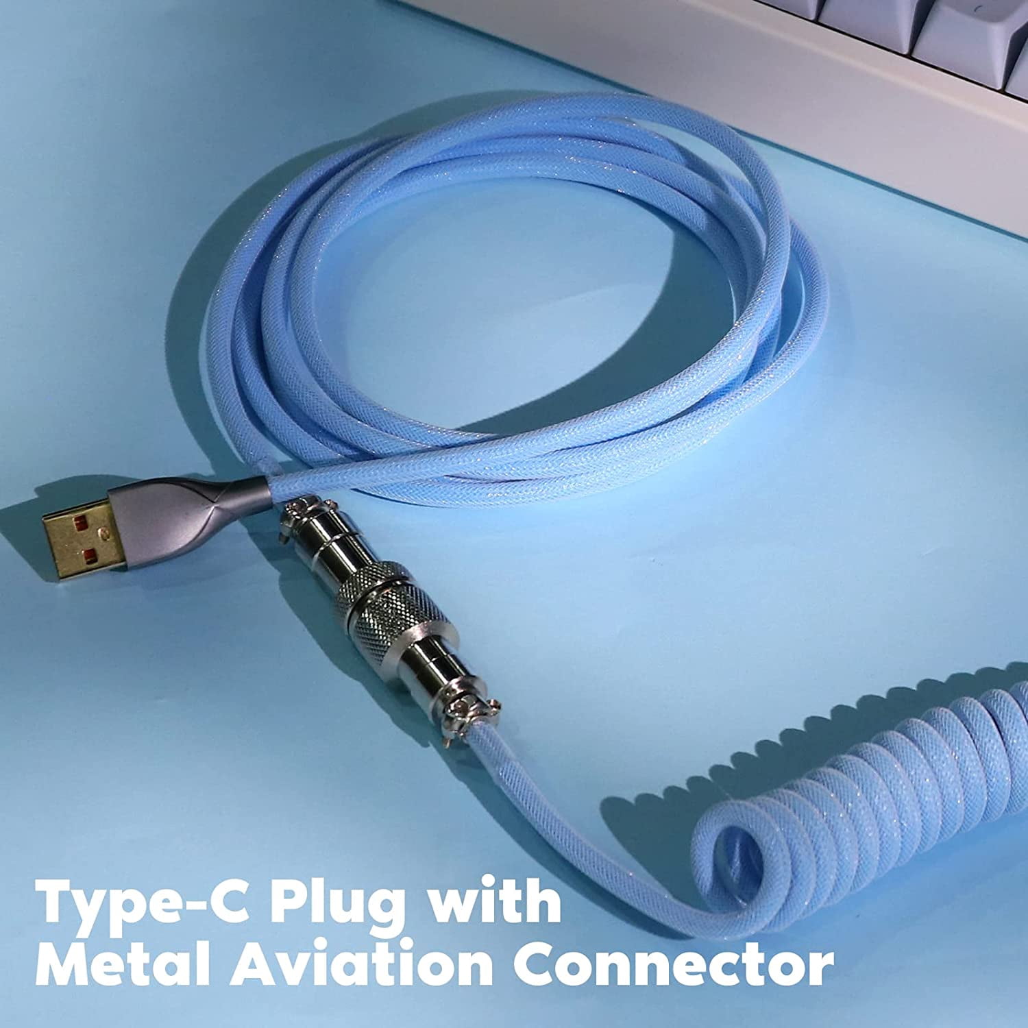 XUERUI-Mix 1.8m Coiled Type-C to USB A TPU Mechanical Keyboard Space ...