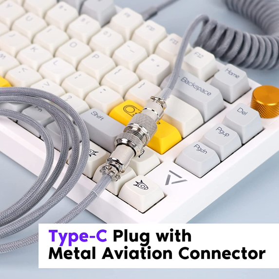 XUERUI-Mix 1.8m Coiled Type-C to USB A TPU Mechanical Keyboard Space ...