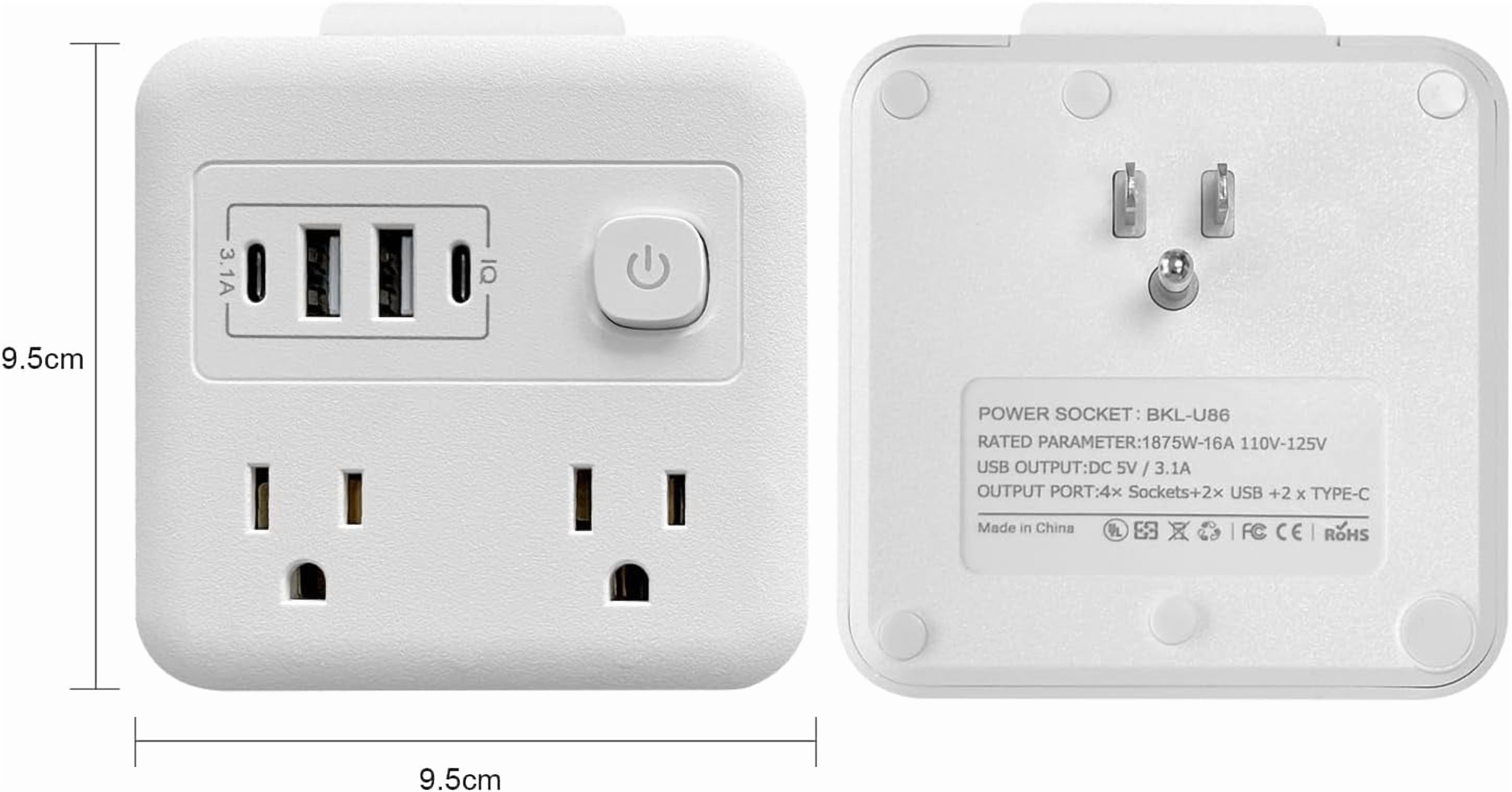 XUERUI-Multi Plug Outlet Extender with USB - Surge Protector Splitter 4 ...