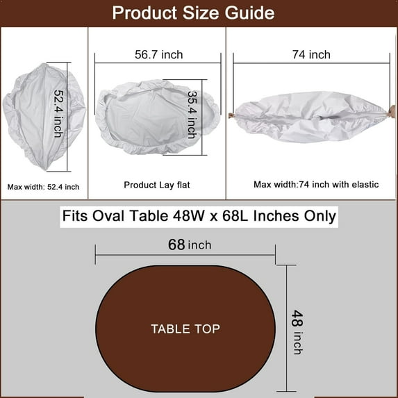 XUERUI-Oval Fitted Vinyl Tablecloth - Black Wood - Fits 48 x 68 Inch ...