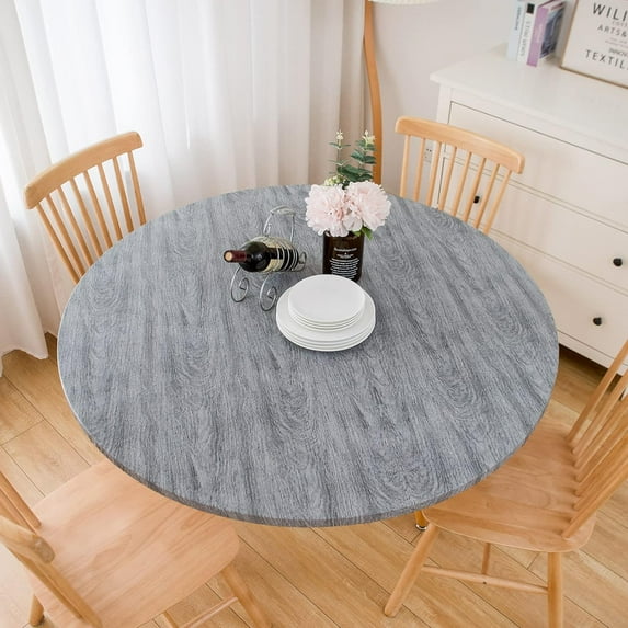 XUERUI-Oval Vinyl Fitted Tablecloth with Flannel Backing Elastic Table ...