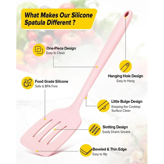 XUERUI-Pack of 2 Silicone Spatula Turners, Non Stick Slotted Kitchen ...