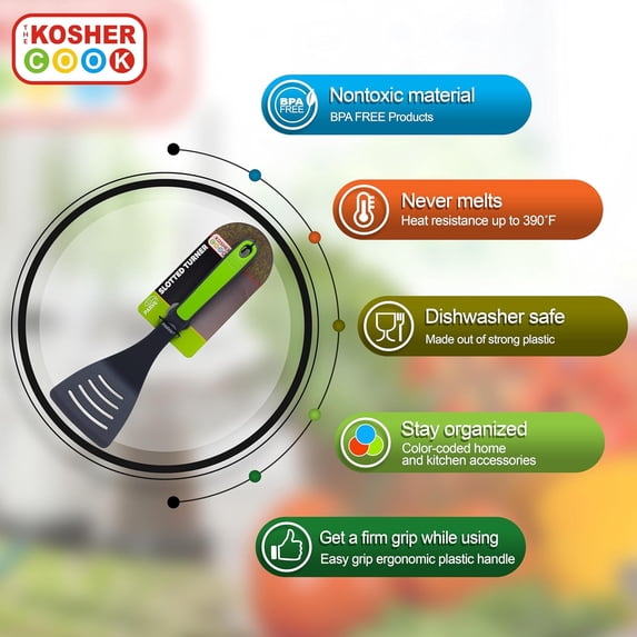 XUERUI-Parve Green Slotted Turner Spatula - Heavy Duty Silicone Kitchen ...