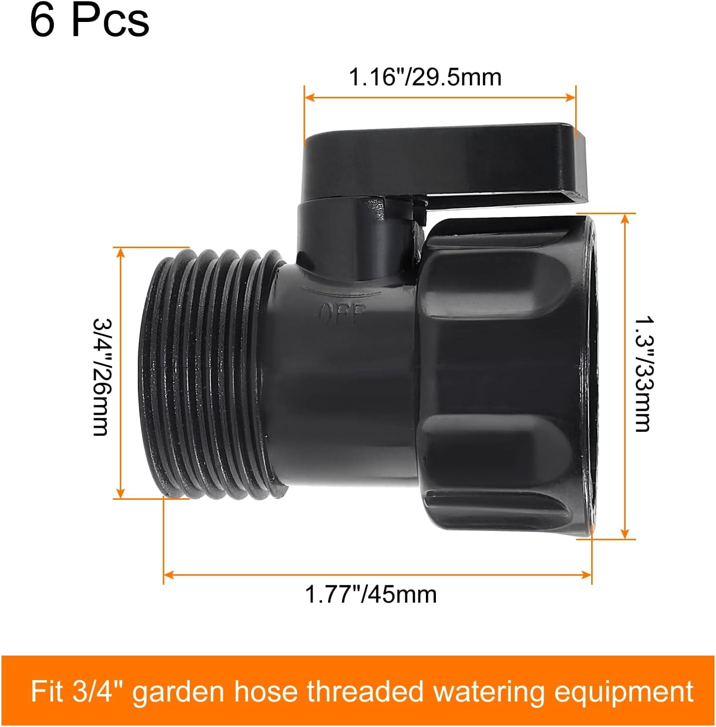XUERUI-Plastic Garden Hose Shut Off Valve, 6 Pack 3/4'' Standard Water ...