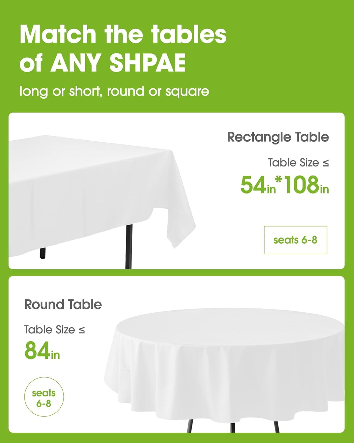XUERUI-Plastic Table Cloth Disposable 20 Pack, 84'' Round Table Cloths ...