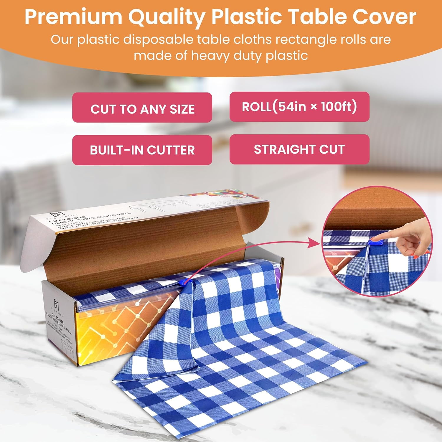 XUERUI-Plastic Table Cover Roll - Premium Tablecloth Roll with Slide ...
